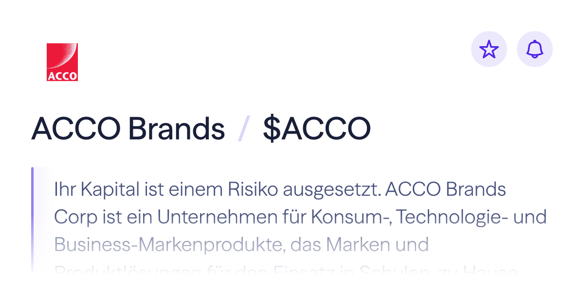 Kaufen Sie die ACCO Brands-Aktie | Aktienkurs $ACCO | Lightyear
