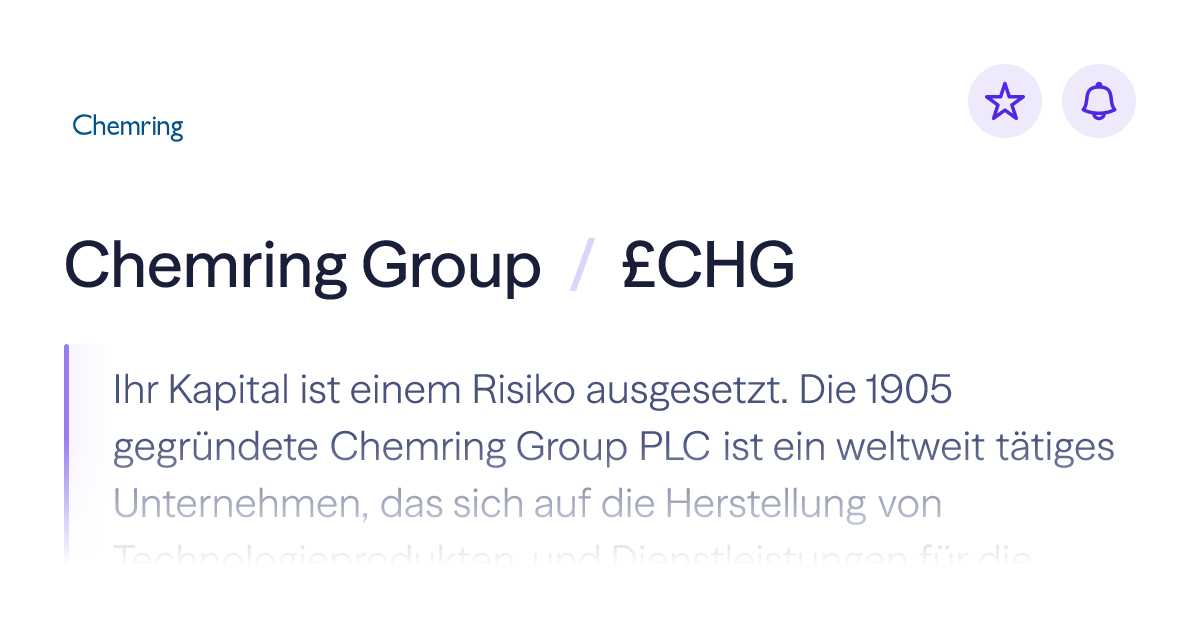 Kaufen Sie die Chemring Group -Aktie | Aktienkurs £CHG | Lightyear