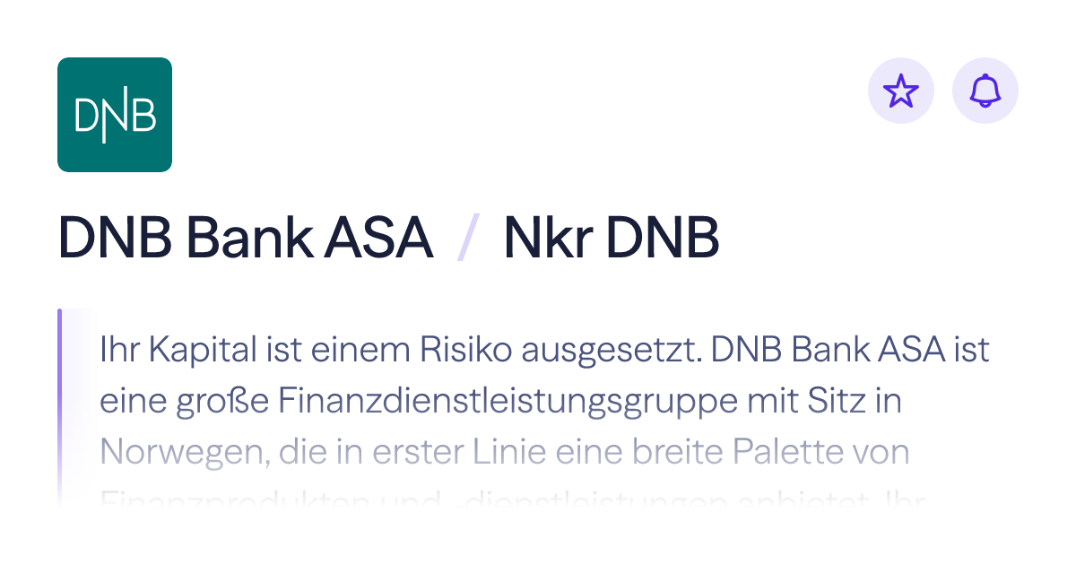 Kaufen Sie die DNB Bank ASA-Aktie | Aktienkurs NkrDNB | Lightyear