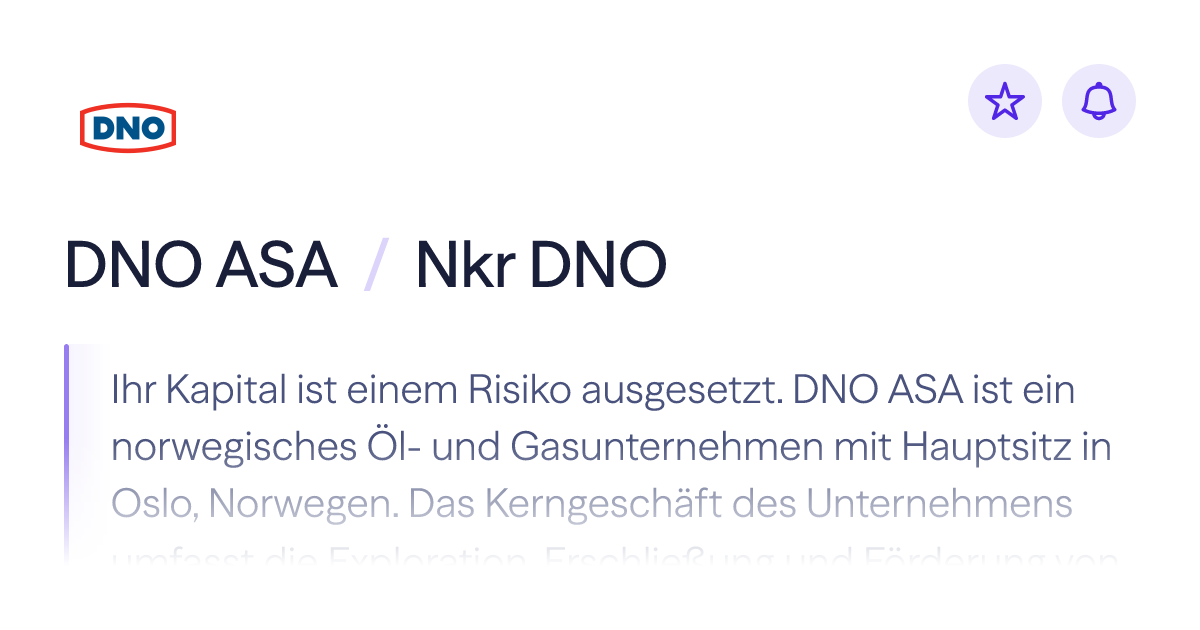Kaufen Sie die DNO ASA-Aktie | Aktienkurs NkrDNO | Lightyear