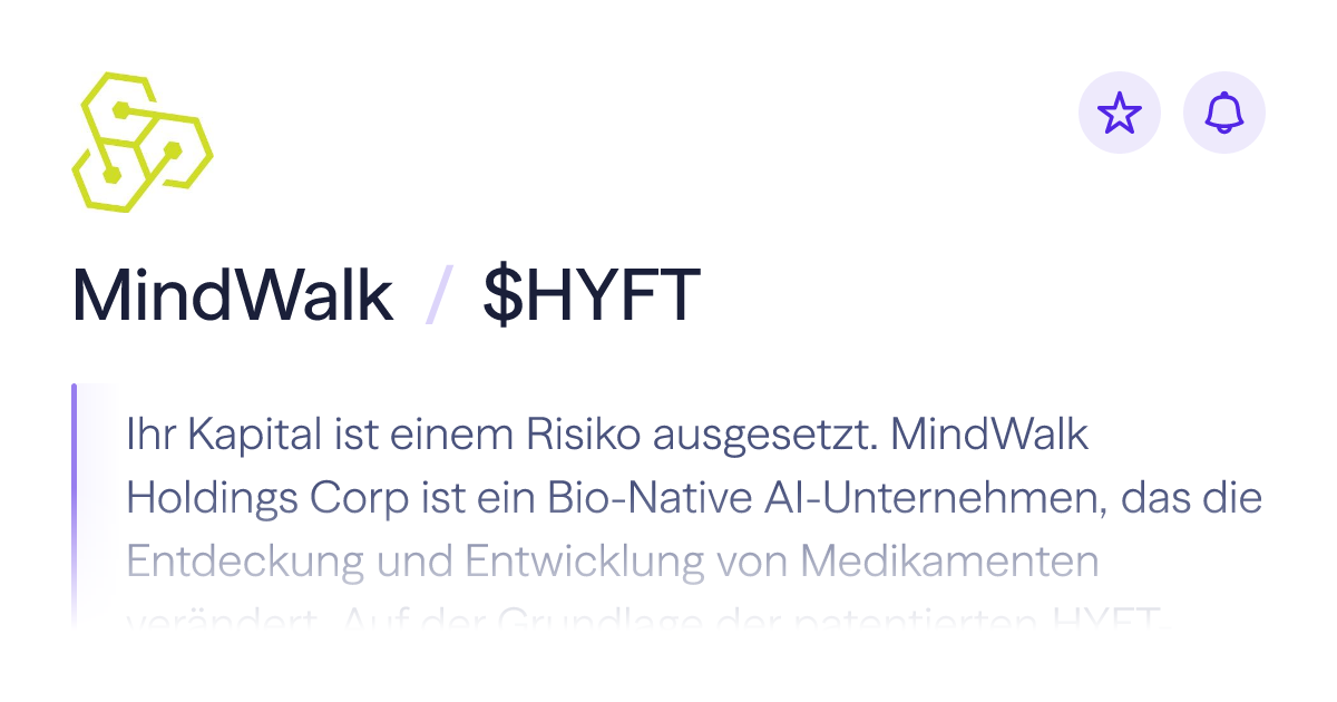 Kaufen Sie die MindWalk-Aktie | Aktienkurs $HYFT | Lightyear