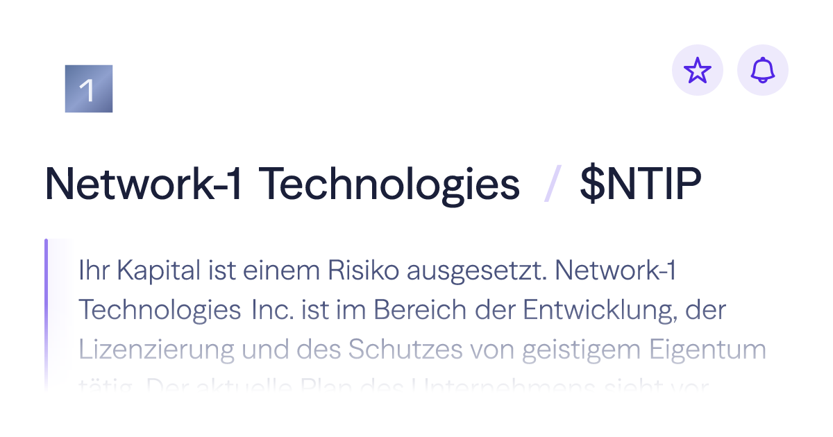 Kaufen Sie die Network-1 Technologies-Aktie | Aktienkurs $NTIP | Lightyear