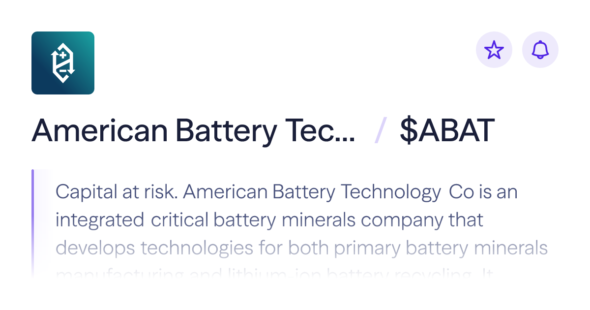 Buy American Battery Technology Company stock | $ABAT Share Price ...