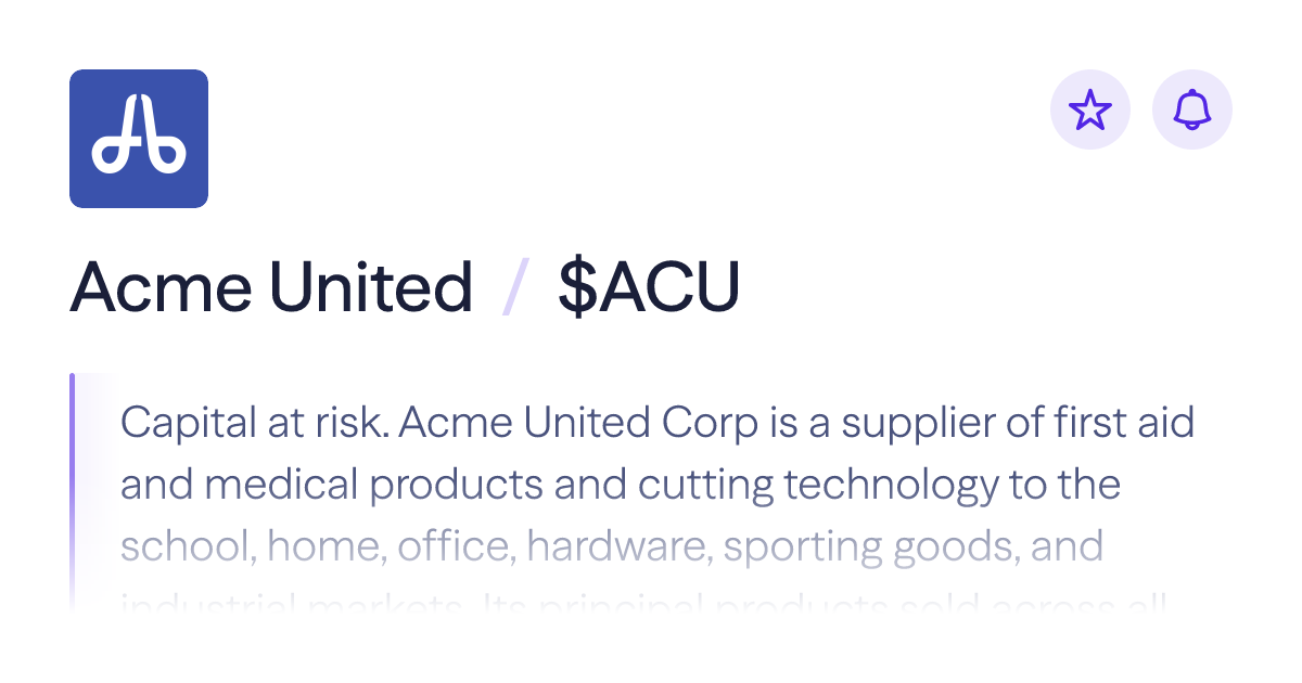 Buy Acme United stock | $ACU Share Price | Lightyear