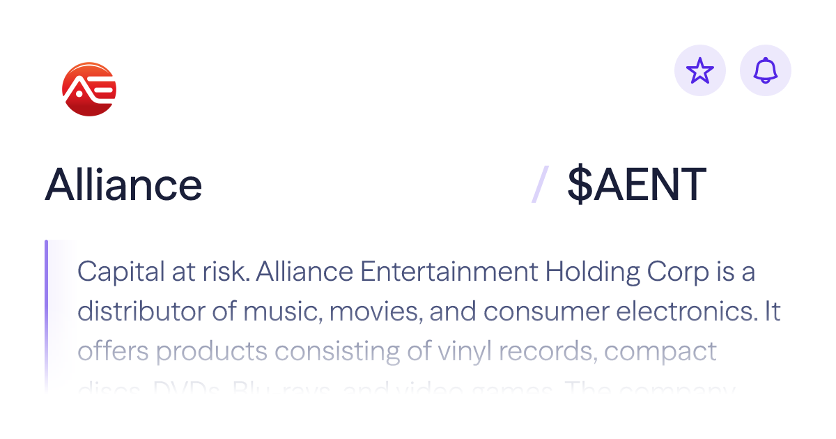 Buy Alliance Entertainment Holding Corporation stock | $AENT Share ...