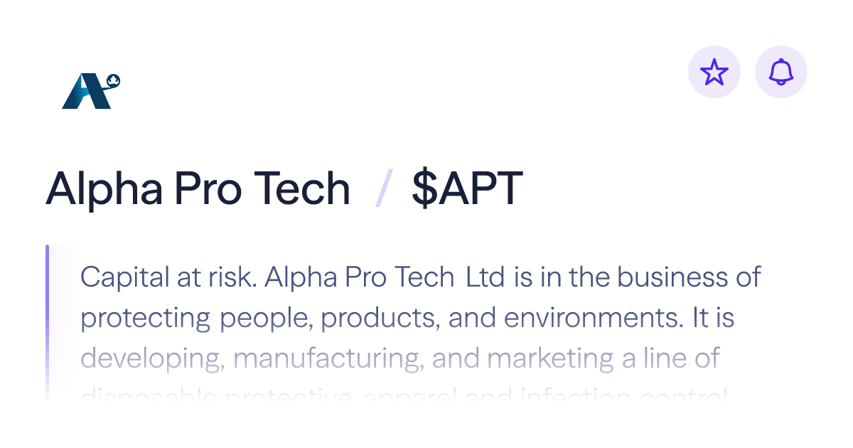 Buy Alpha Pro Tech stock | $APT Share Price | Lightyear