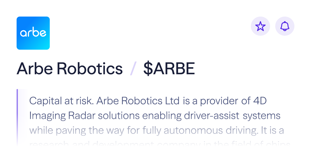 Buy Arbe Robotics stock | $ARBE Share Price | Lightyear