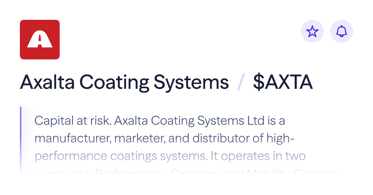 Buy Axalta Coating Systems stock | $AXTA Share Price | Lightyear
