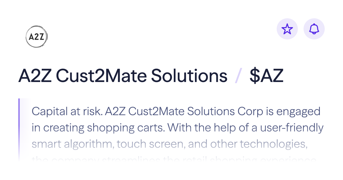 Buy A2Z Cust2Mate Solutions stock | $AZ Share Price | Lightyear