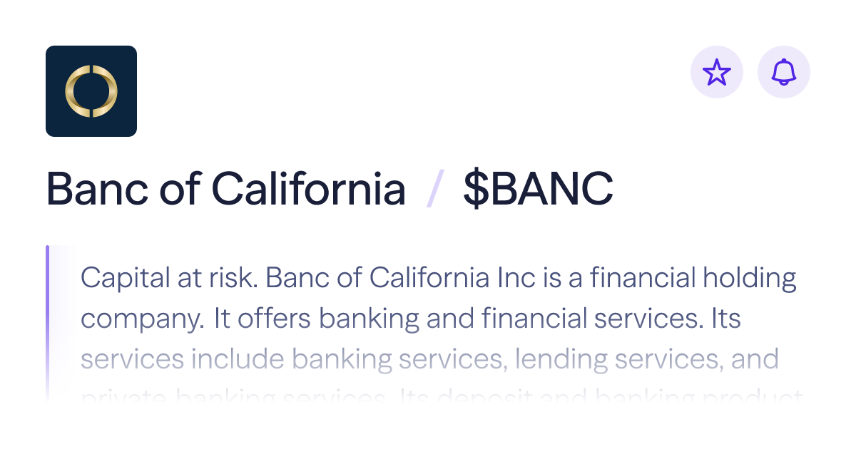 Buy Banc of California stock | $BANC Share Price | Lightyear