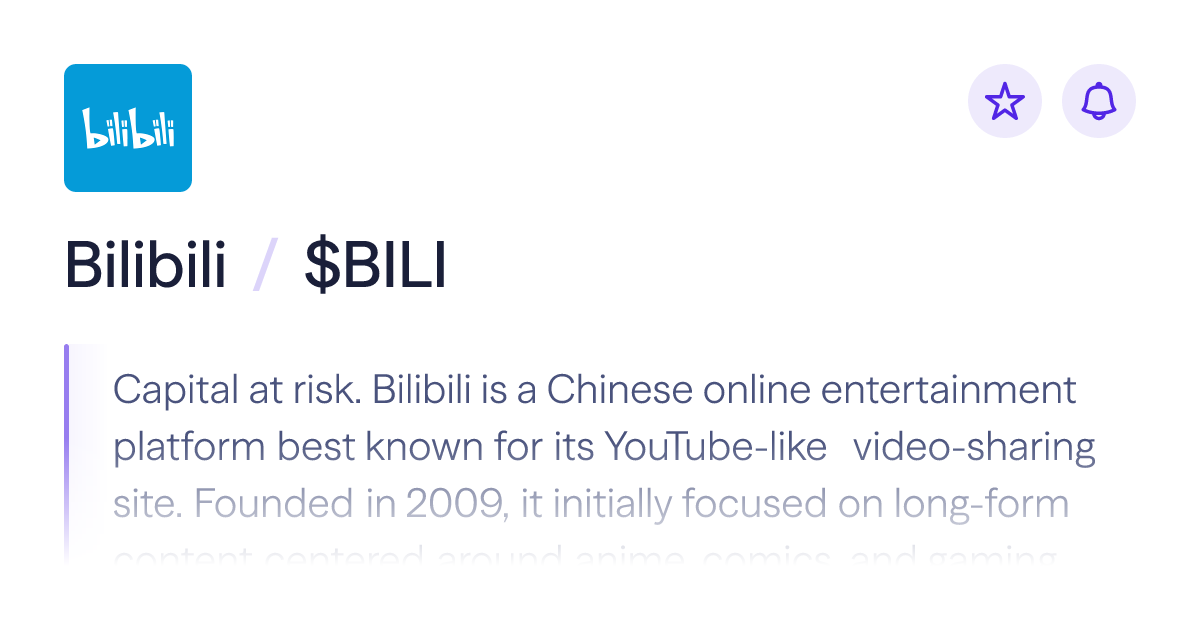 Buy Bilibili stock | $BILI Share Price | Lightyear