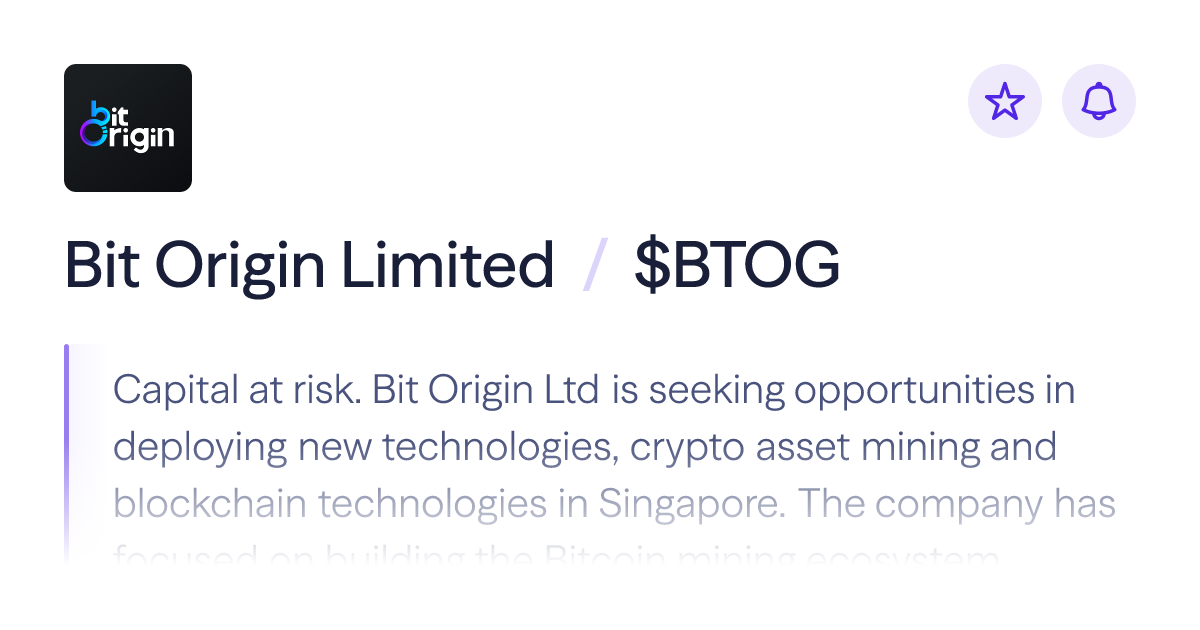 Buy Bit Origin Limited stock | $BTOG Share Price | Lightyear