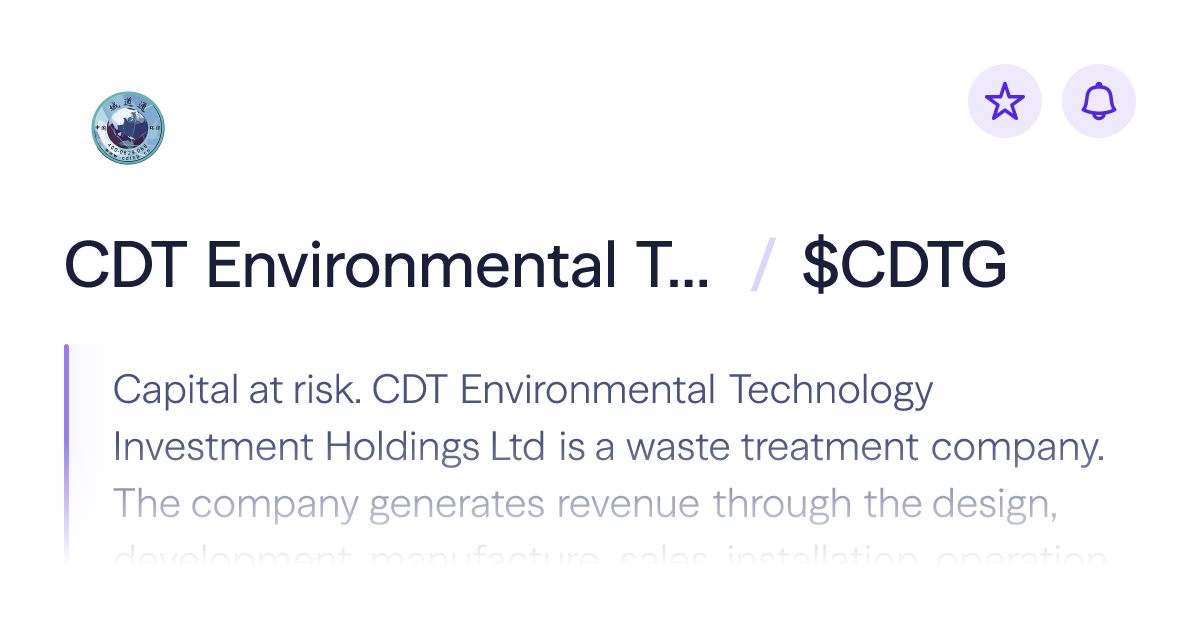 Buy CDT Environmental Technology Investment Holdings Limited ordinary ...