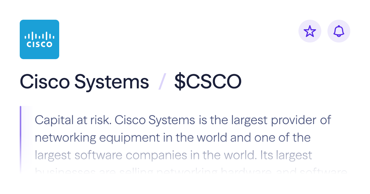 Buy Cisco Systems stock | $CSCO Share Price | Lightyear