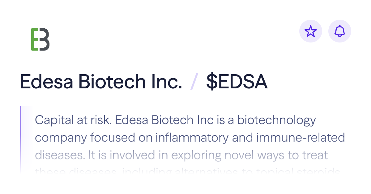 Buy Edesa Biotech Inc. stock | $EDSA Share Price | Lightyear