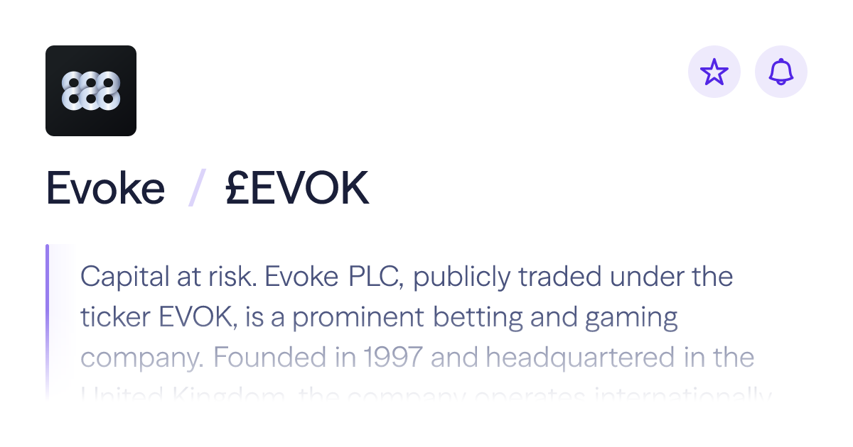 Buy Evoke stock | £EVOK Share Price | Lightyear