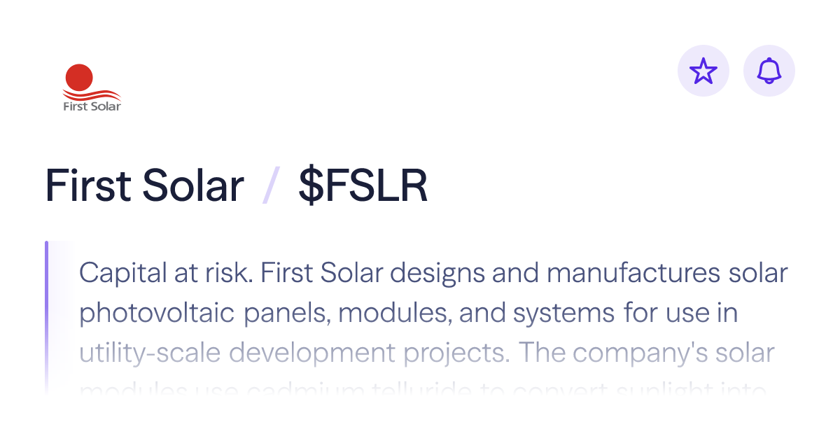Buy First Solar stock | $FSLR Share Price | Lightyear