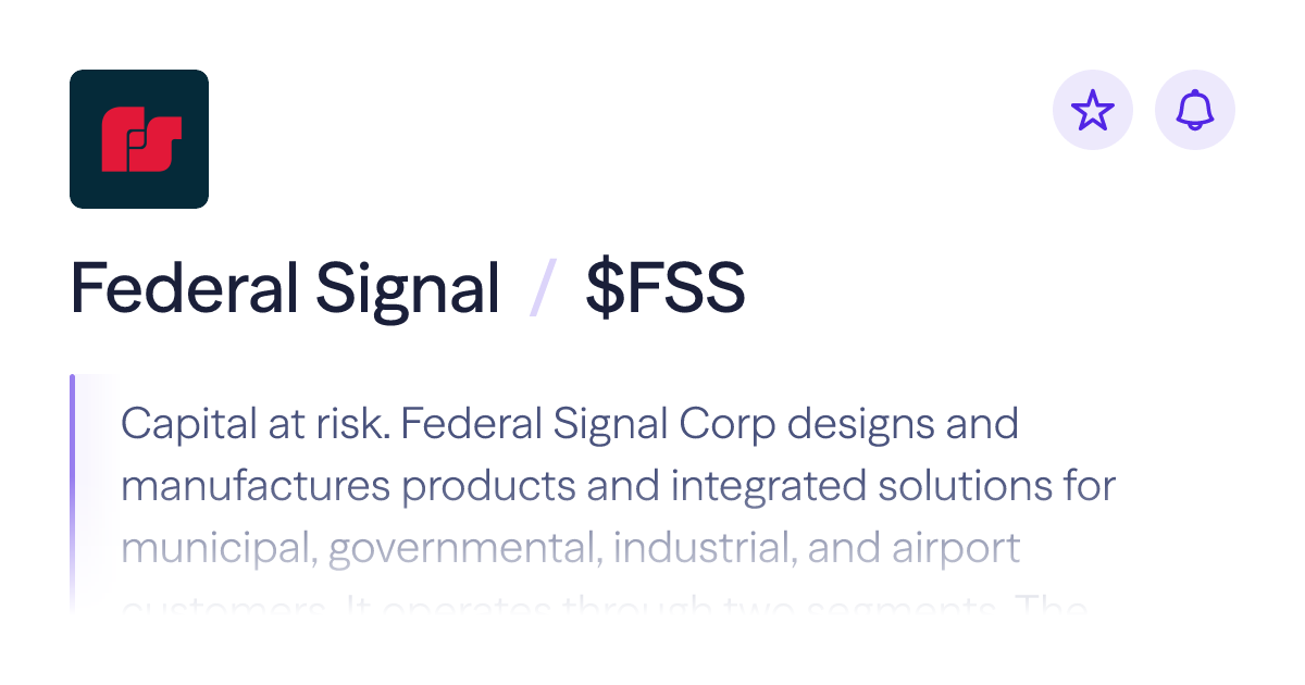 Buy Federal Signal stock | $FSS Share Price | Lightyear