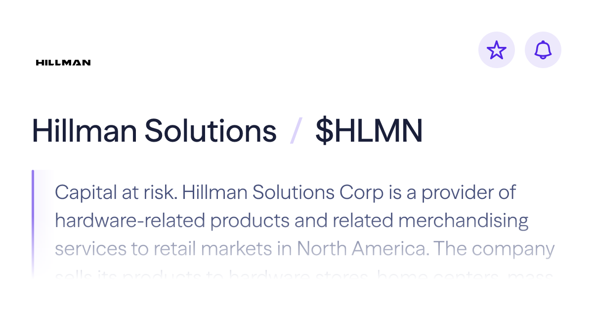Buy Hillman Solutions stock | $HLMN Share Price | Lightyear