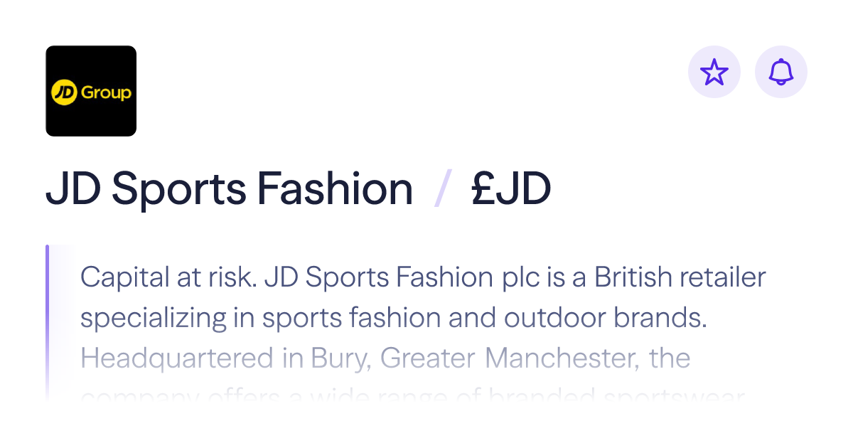 Buy JD Sports Fashion stock | £JD Share Price | Lightyear