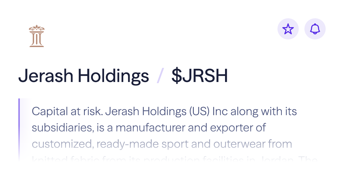 Buy Jerash Holdings stock | $JRSH Share Price | Lightyear
