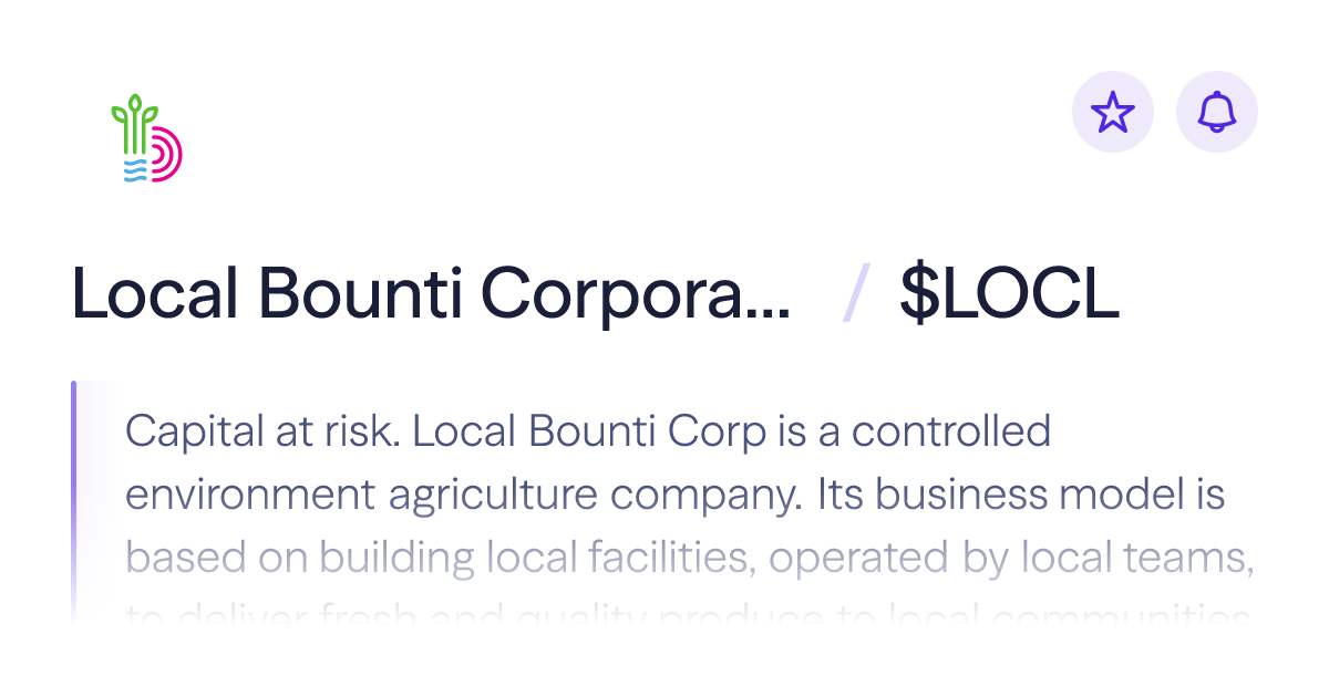 Buy Local Bounti Corporation stock | $LOCL Share Price | Lightyear