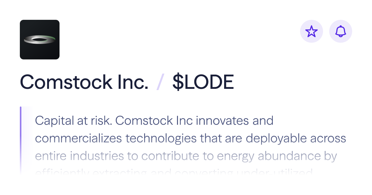 Buy Comstock Inc. stock | $LODE Share Price | Lightyear