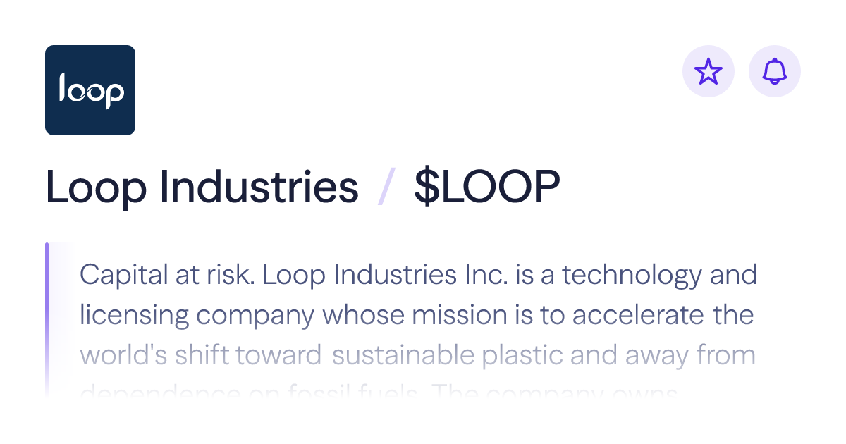 Buy Loop Industries stock | $LOOP Share Price | Lightyear