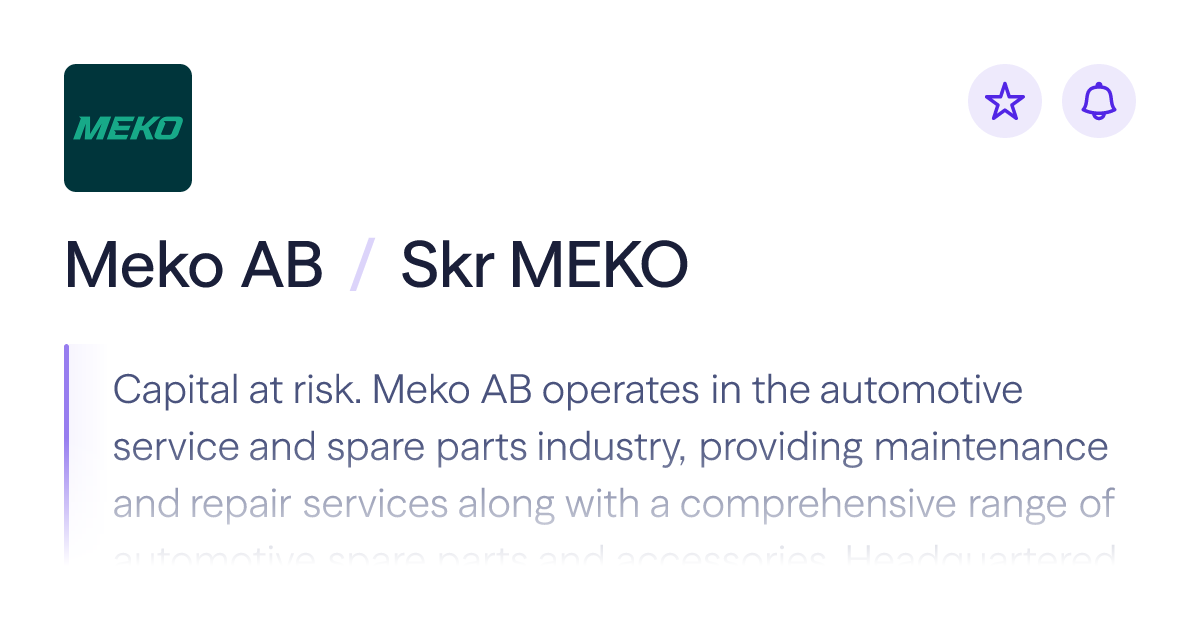 Buy Meko AB (publ) stock | SkrMEKO Share Price | Lightyear