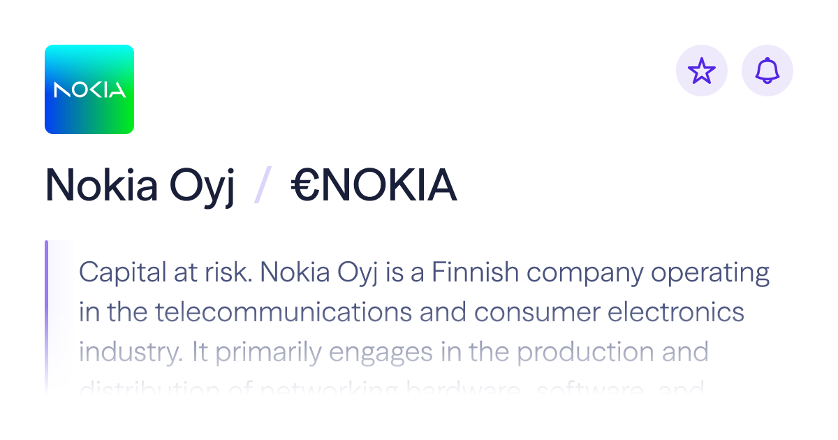 Buy Nokia Oyj stock | €NOKIA Share Price | Lightyear
