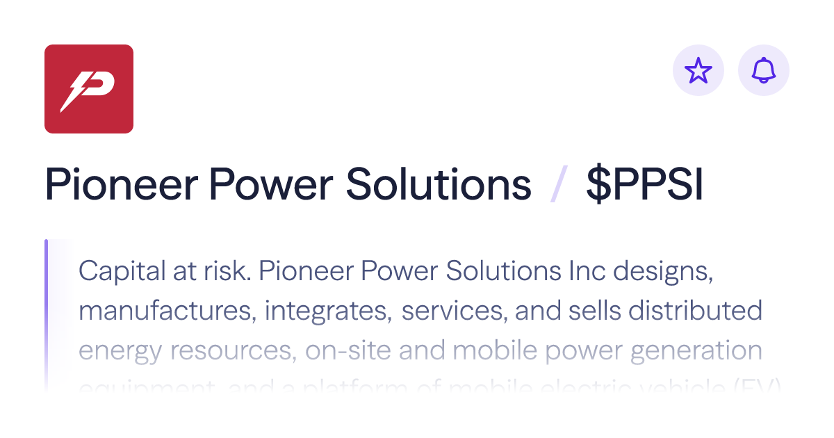 Buy Pioneer Power Solutions stock | $PPSI Share Price | Lightyear