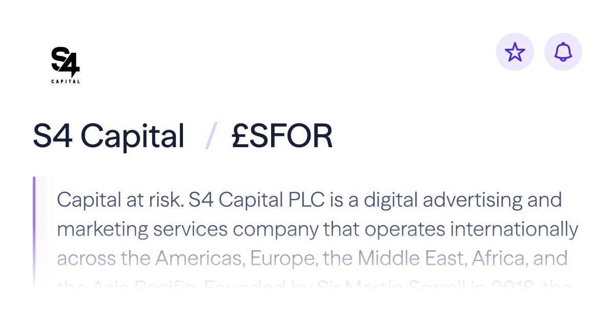 Buy S4 Capital stock | £SFOR Share Price | Lightyear