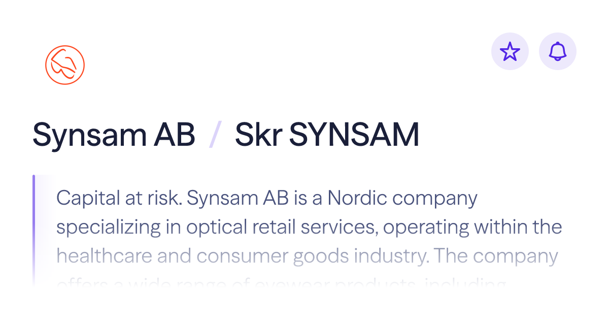 Buy Synsam AB (publ) stock | SkrSYNSAM Share Price | Lightyear