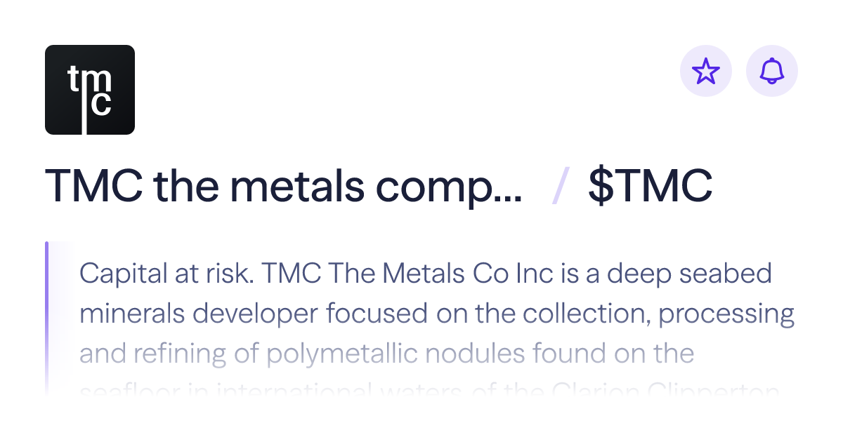 Buy TMC the metals company stock | $TMC Share Price | Lightyear