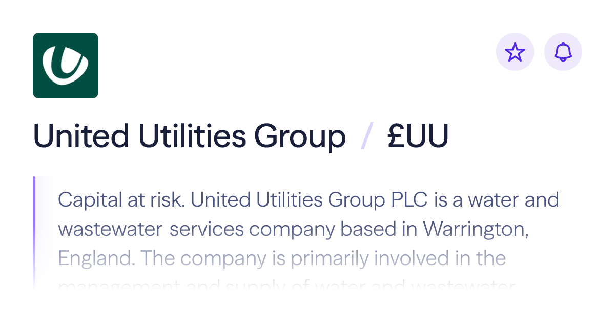 Buy United Utilities Group stock | £UU Share Price | Lightyear