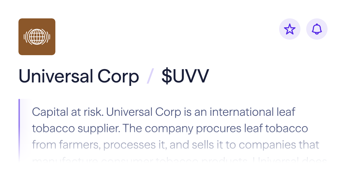 Buy Universal Corp stock | $UVV Share Price | Lightyear