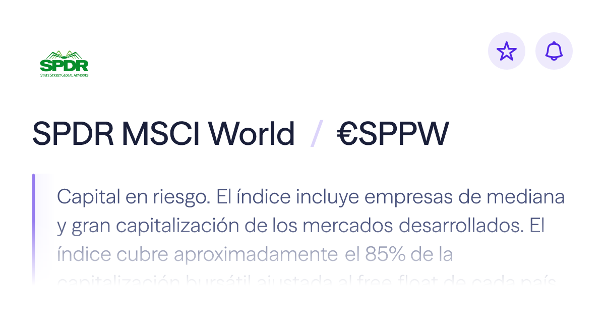 Compra el ETF SPDR MSCI World (€SPPW) | Lightyear