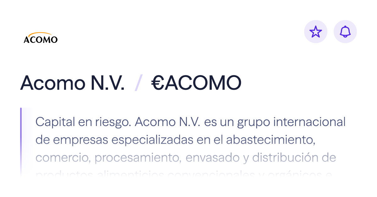 Compra acciones de Acomo N.V. | Precio de €ACOMO | Lightyear