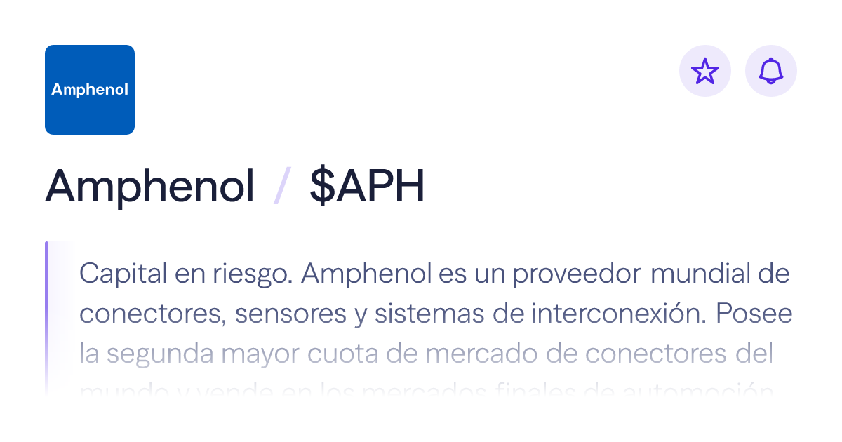 Compra acciones de Amphenol | Precio de $APH | Lightyear