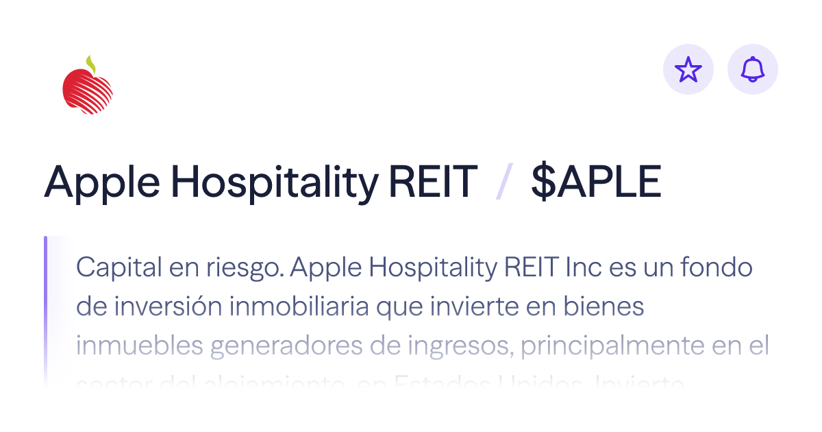 Compra acciones de Apple Hospitality REIT | Precio de $APLE | Lightyear