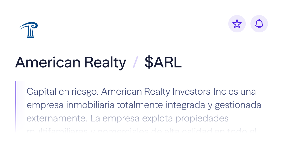 Compra acciones de American Realty | Precio de $ARL | Lightyear