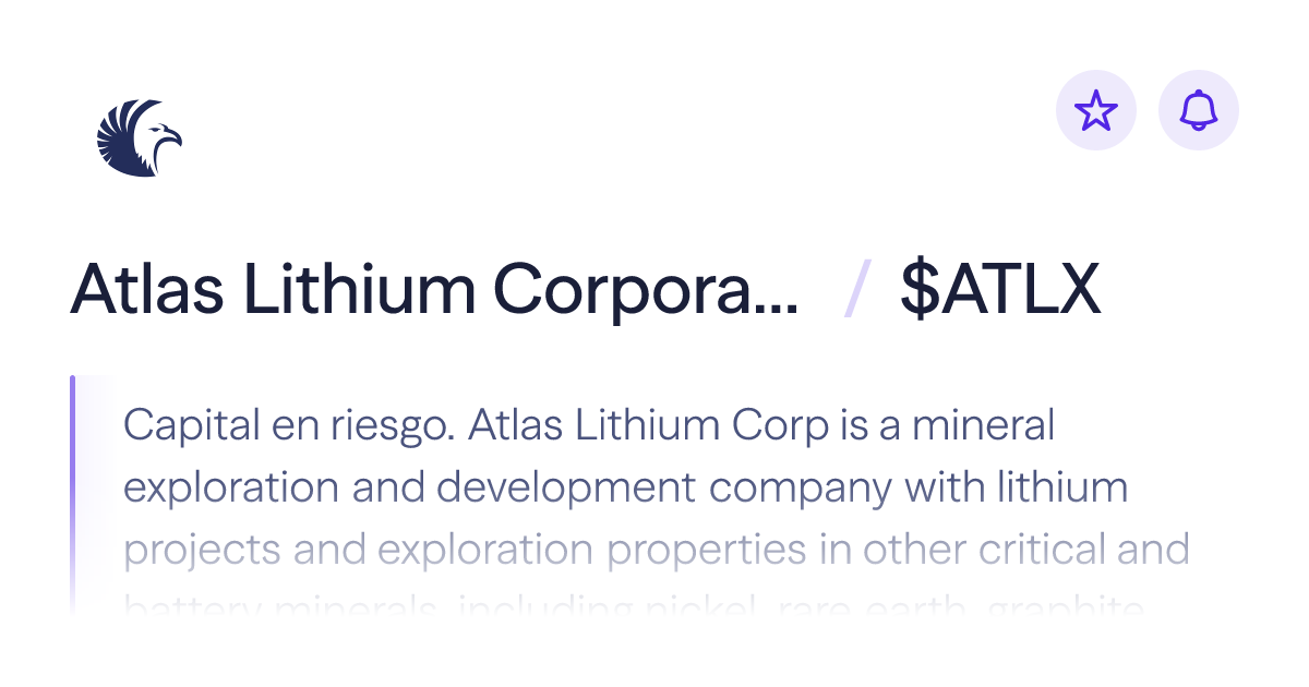 Compra acciones de Atlas Lithium Corporation | Precio de $ATLX | Lightyear