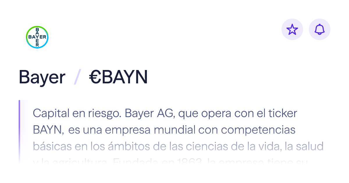 Compra acciones de Bayer | Precio de €BAYN | Lightyear