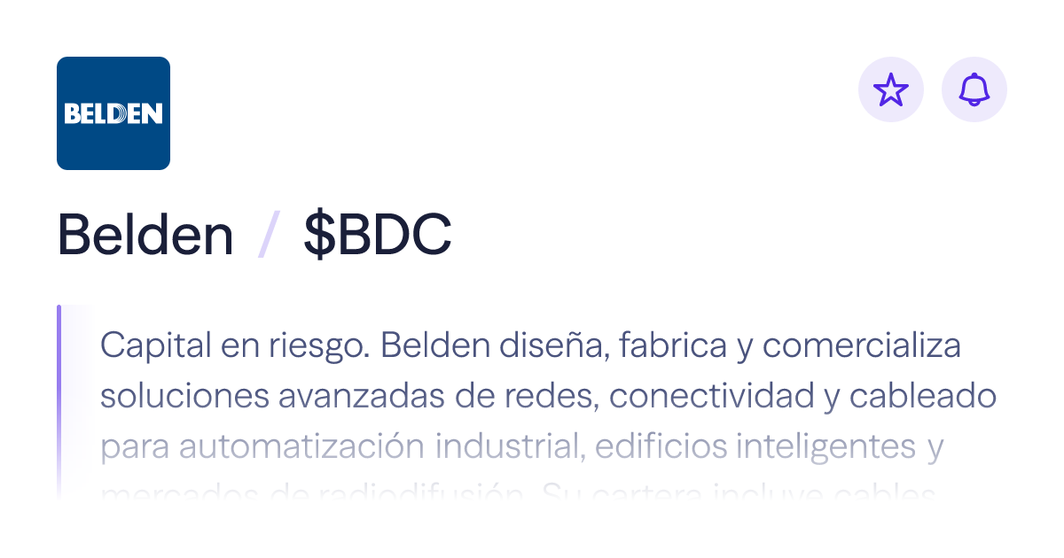 Compra acciones de Belden | Precio de $BDC | Lightyear
