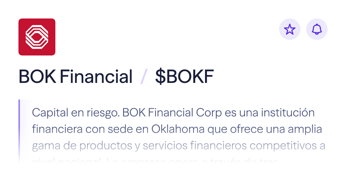 Compra acciones de BOK Financial | Precio de $BOKF | Lightyear