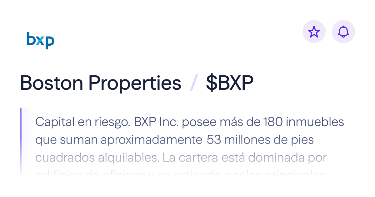 Compra acciones de Boston Properties | Precio de $BXP | Lightyear