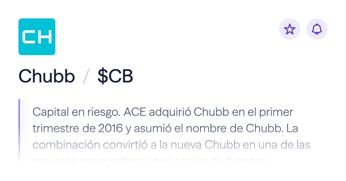 Compra acciones de Chubb | Precio de $CB | Lightyear