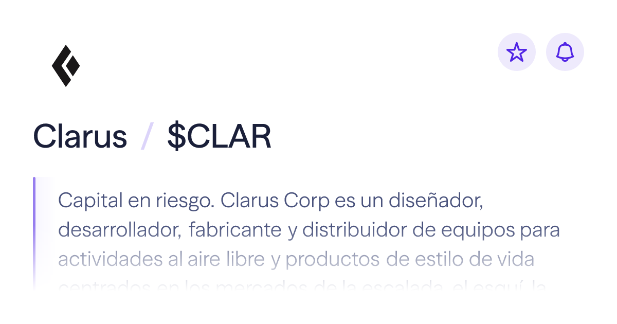 Compra acciones de Clarus | Precio de $CLAR | Lightyear