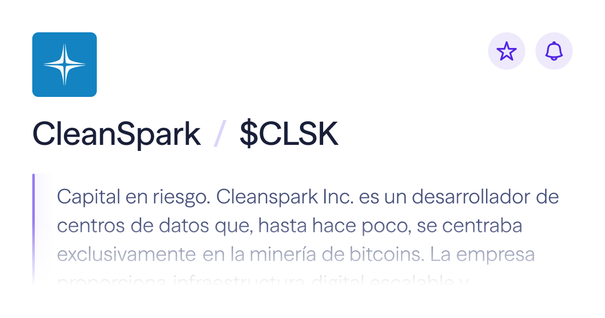 Compra acciones de CleanSpark | Precio de $CLSK | Lightyear