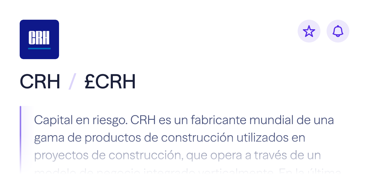 Compra acciones de CRH | Precio de £CRH | Lightyear